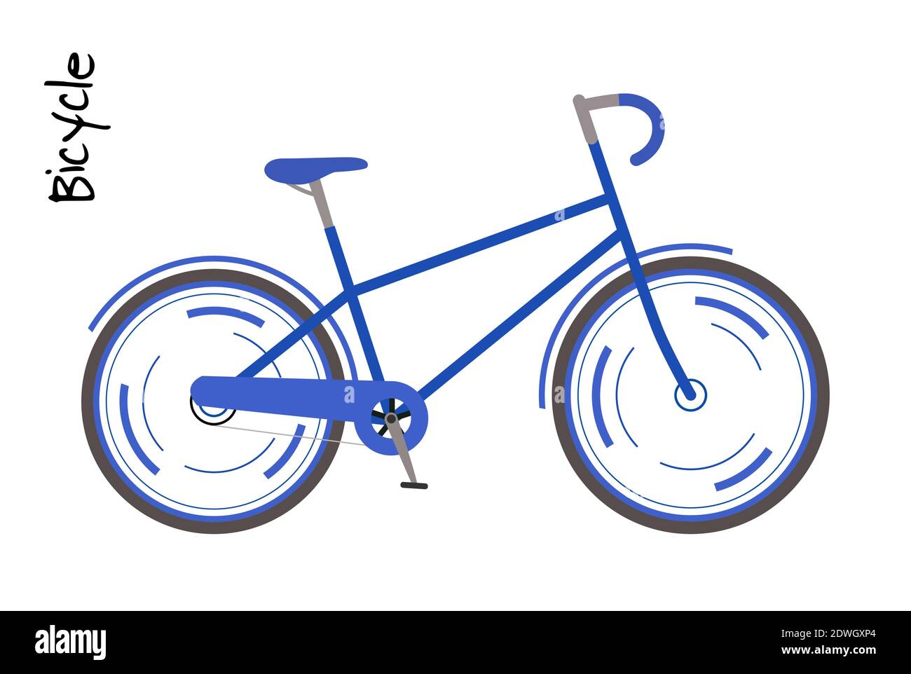 Blue bicycle. Man bike Vector illustration in modern flat style. Active ...