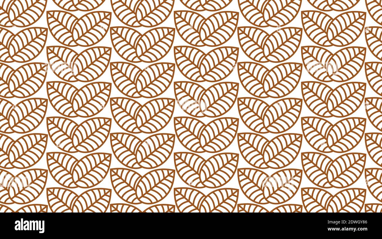 Seamless linear leaves pattern. Horizontal plant brown leaf ornament ...