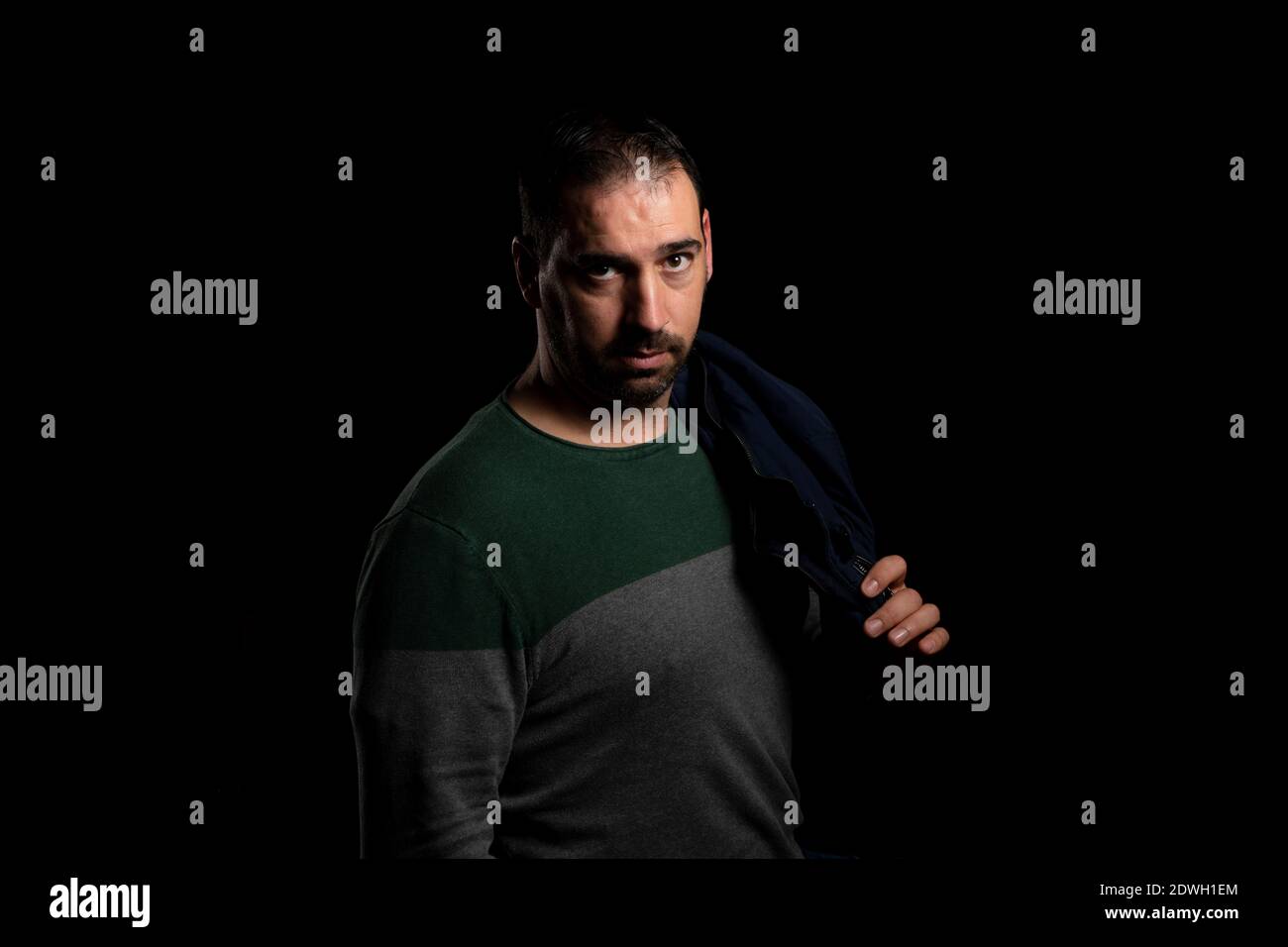 Man Jacket Slung Over Shoulder High Resolution Stock Photography and ...