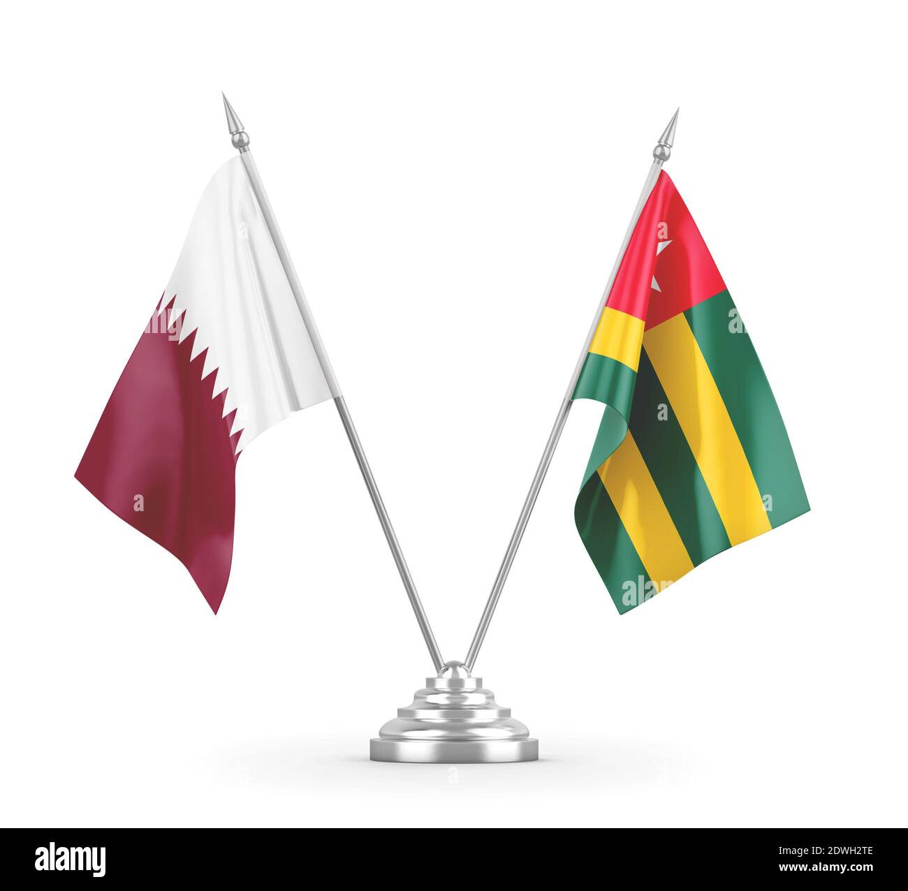 Togo and Qatar table flags isolated on white 3D rendering Stock Photo ...