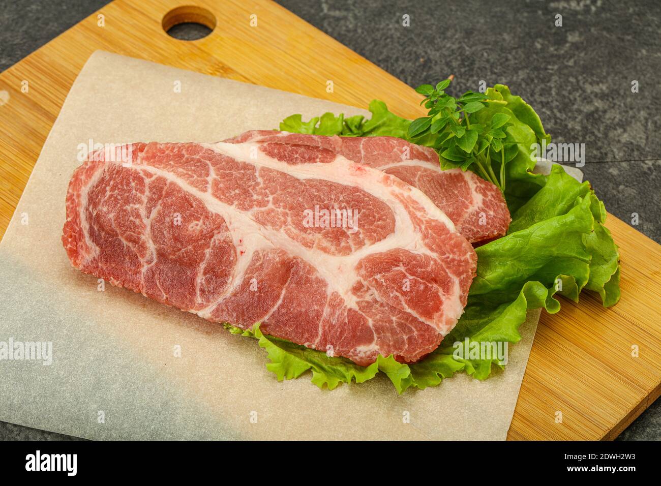 Raw pork meat neck steack for grill Stock Photo - Alamy