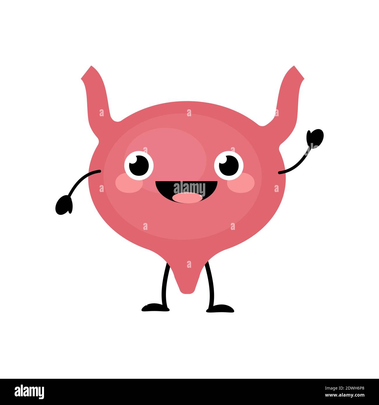 Happy smiling cute bladder organ character in a flat cartoon style ...