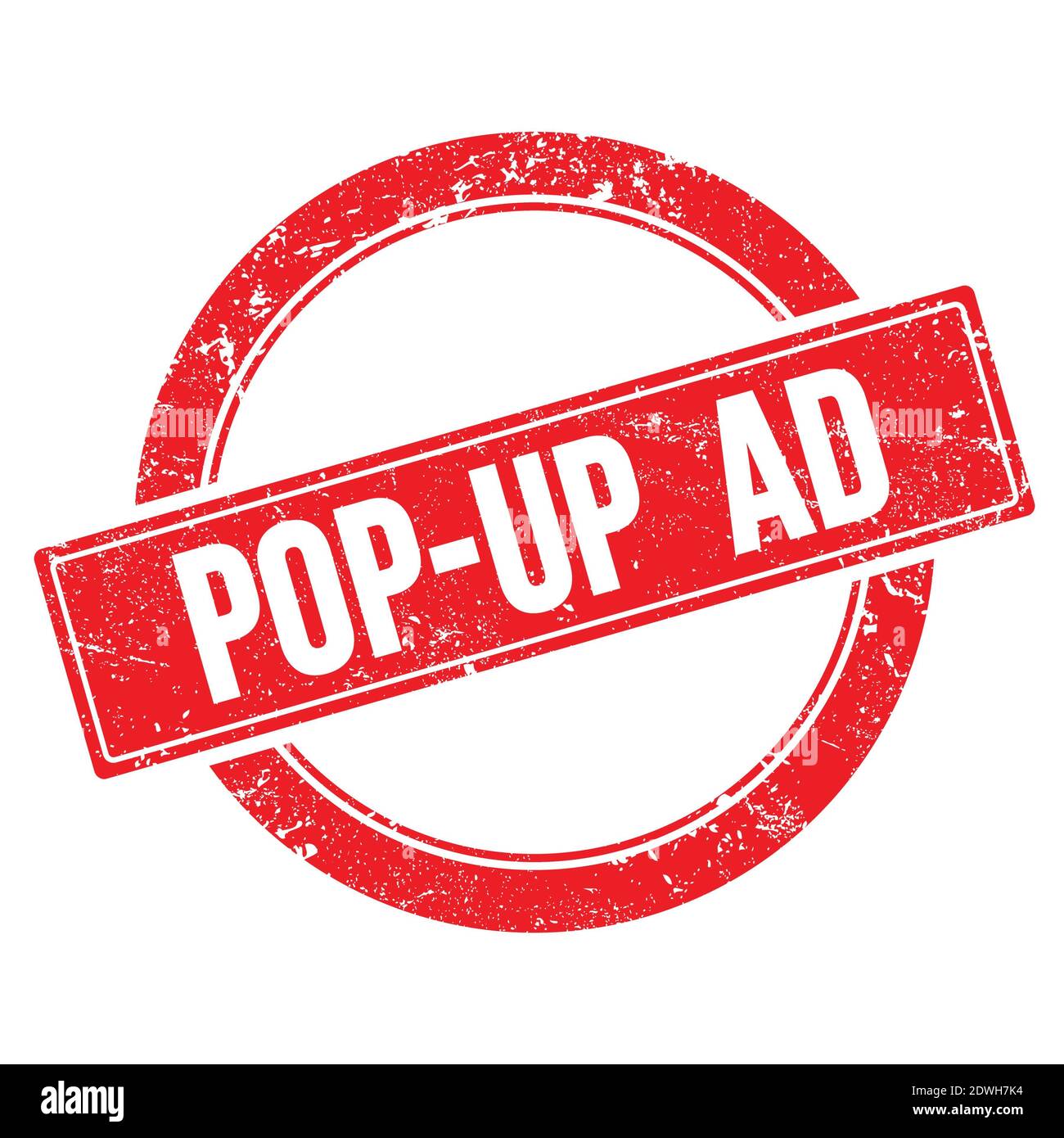 POP-UP AD text on red grungy round vintage stamp Stock Photo - Alamy