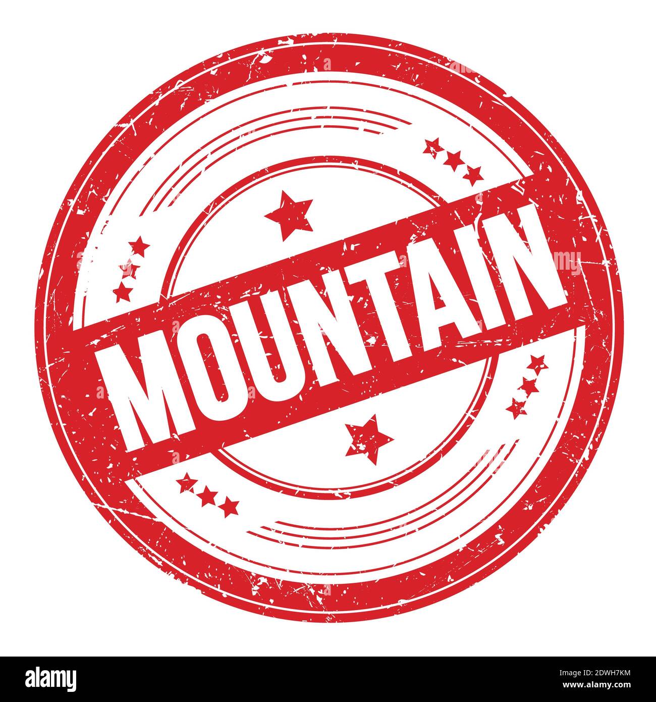 MOUNTAIN text on red round grungy texture stamp Stock Photo - Alamy
