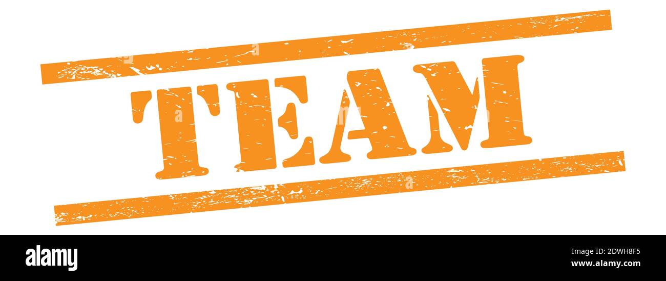 TEAM text on orange grungy vintage rubber stamp Stock Photo - Alamy