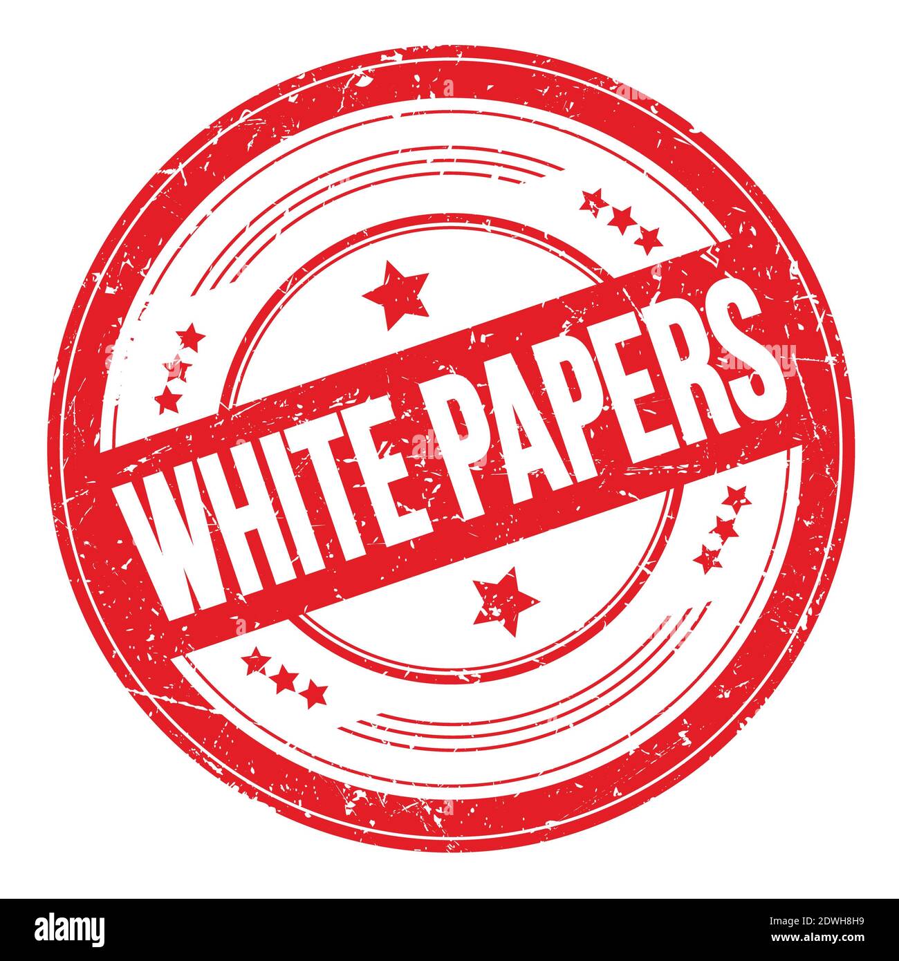 WHITE PAPERS text on red round grungy texture stamp Stock Photo - Alamy