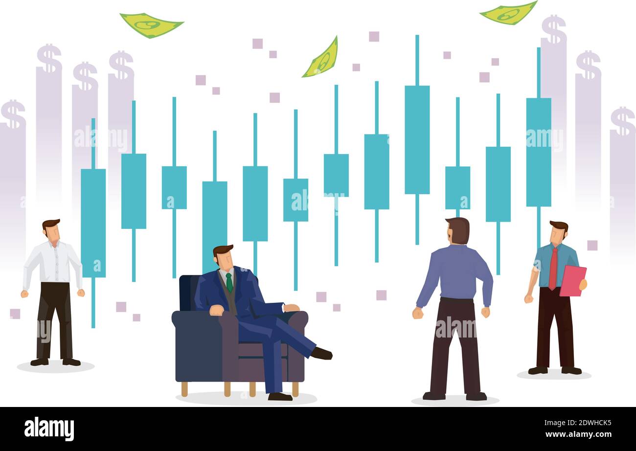 Businessmen with candlestick chart of the stock market. Concept of ...