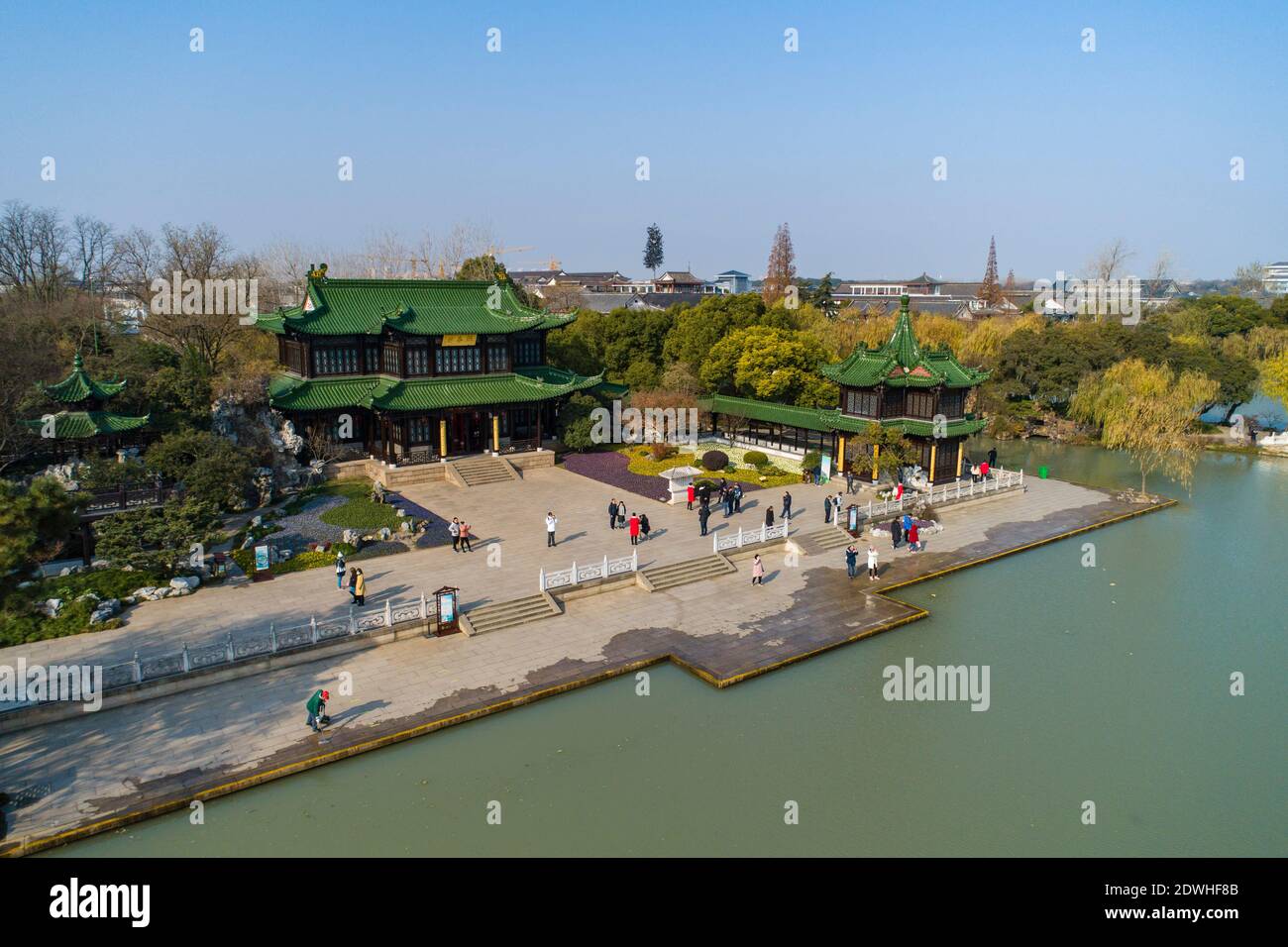 An aerial view of the colorful Slender West Lake Scenic Area ...