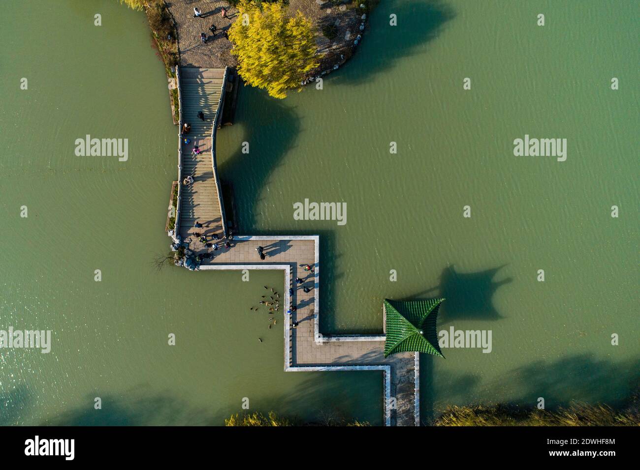 An aerial view of the colorful Slender West Lake Scenic Area ...