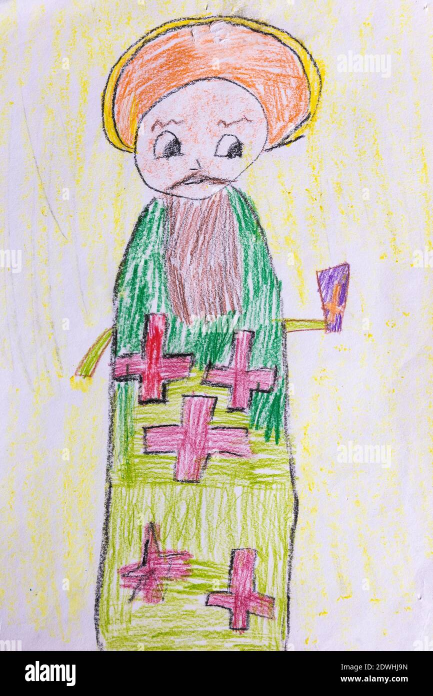 Seven year old child's drawing, Saint Sava, Christian saint from ...
