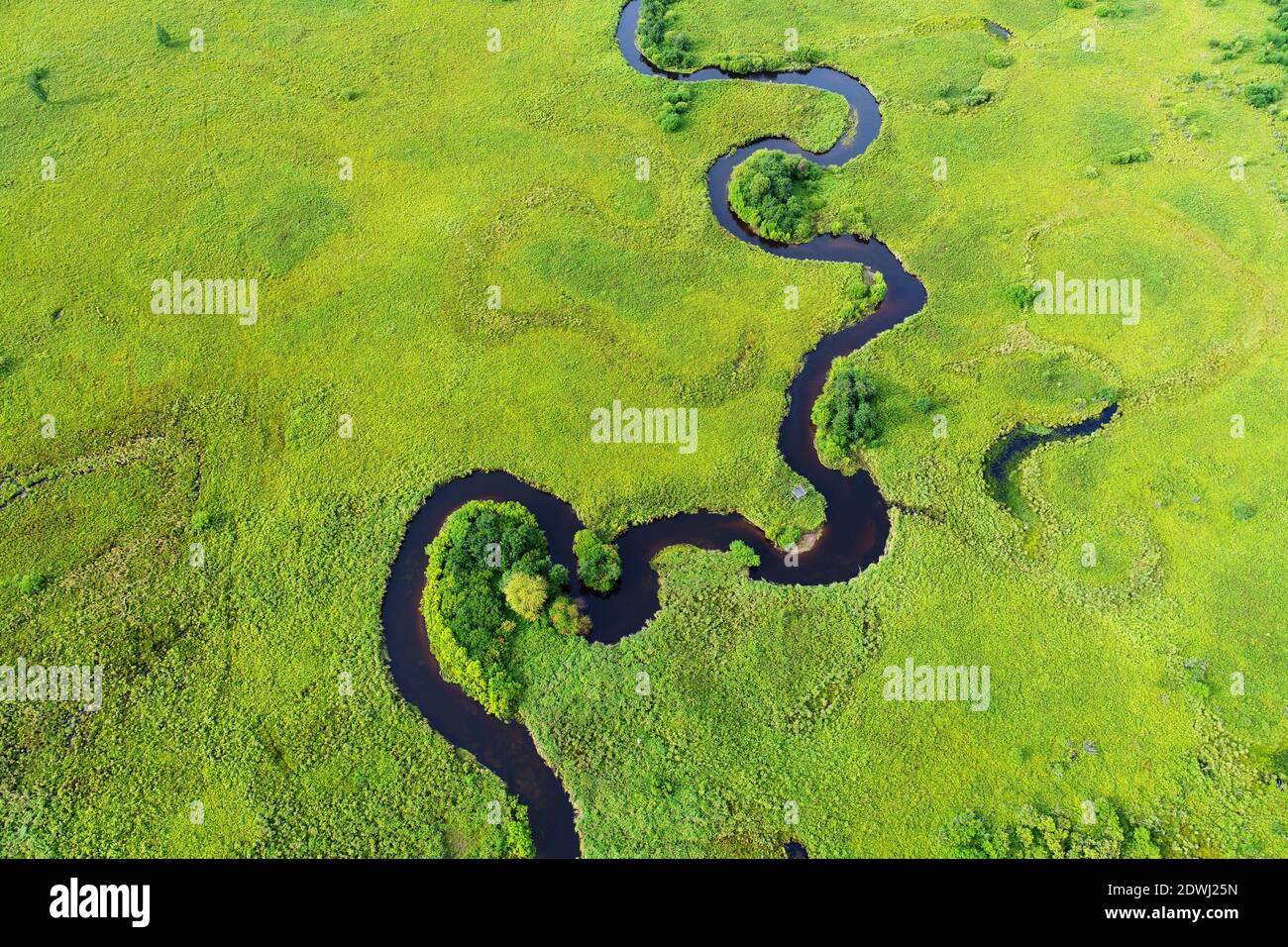 An aerial view of the most winding river, the Haul River in Ergun ...