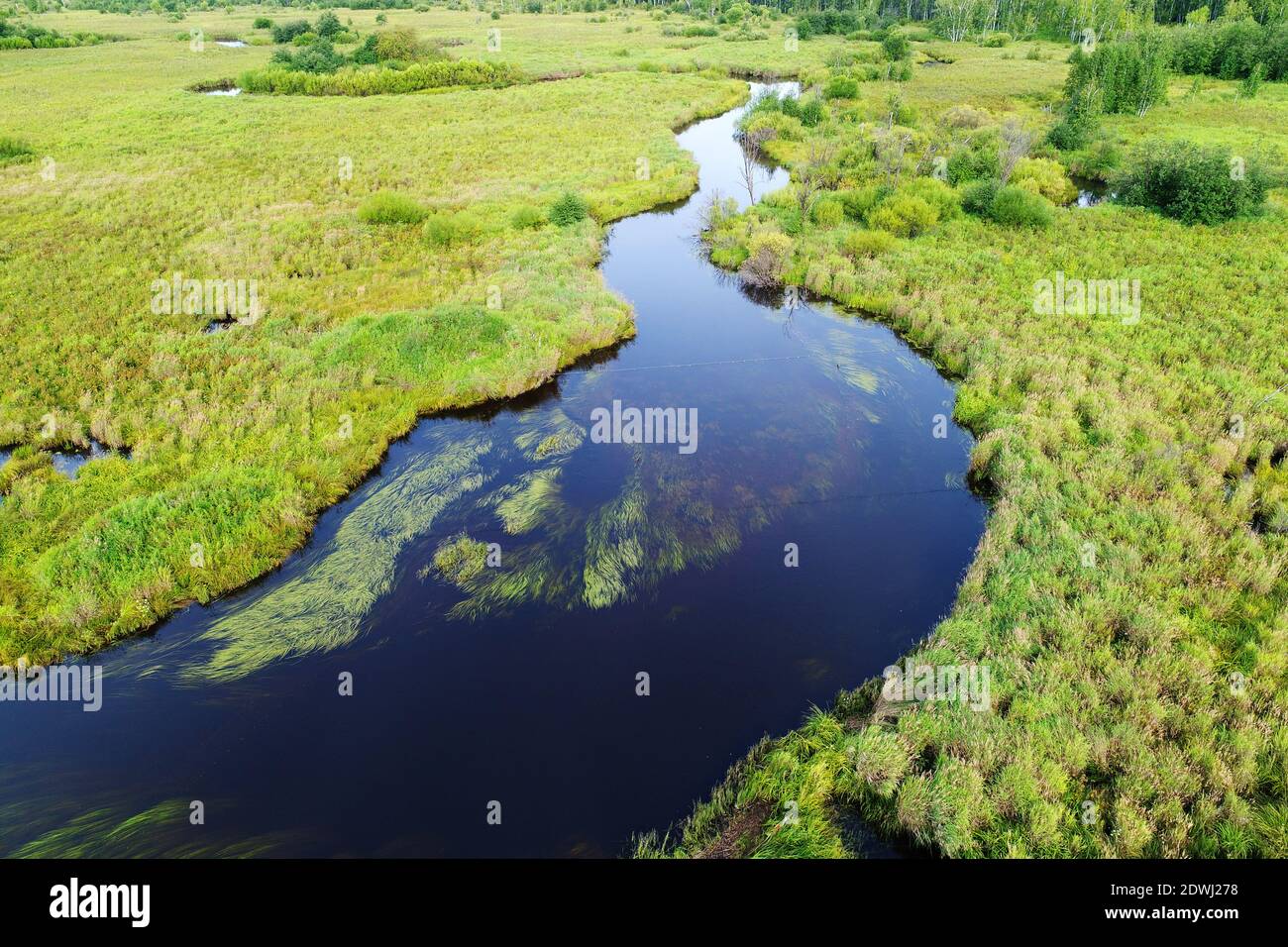 An aerial view of the most winding river, the Haul River in Ergun ...