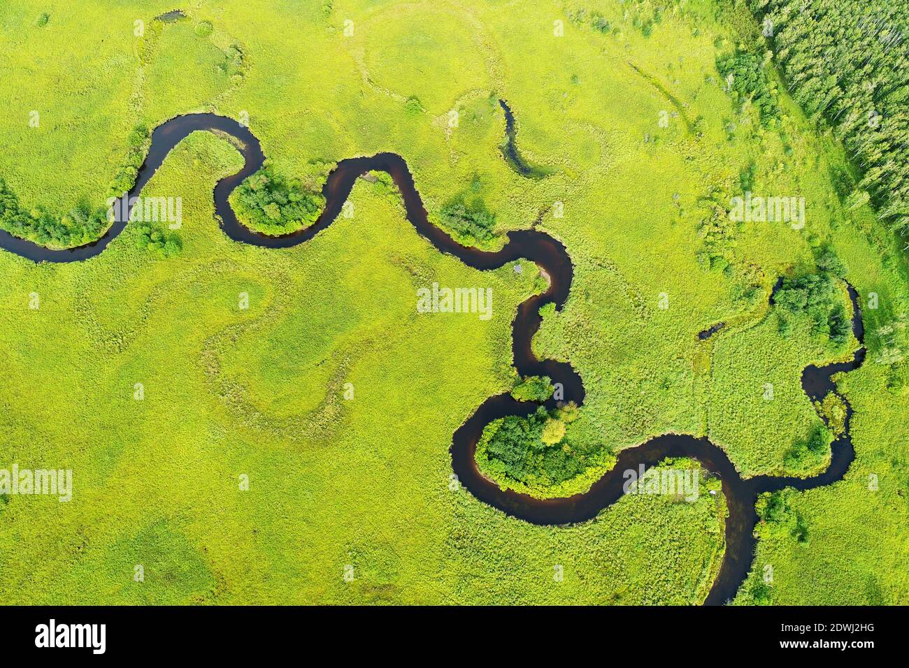 An aerial view of the most winding river, the Haul River in Ergun ...