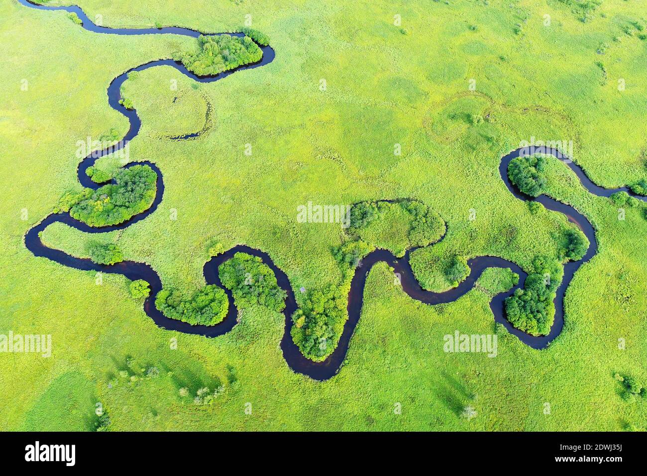 An aerial view of the most winding river, the Haul River in Ergun ...