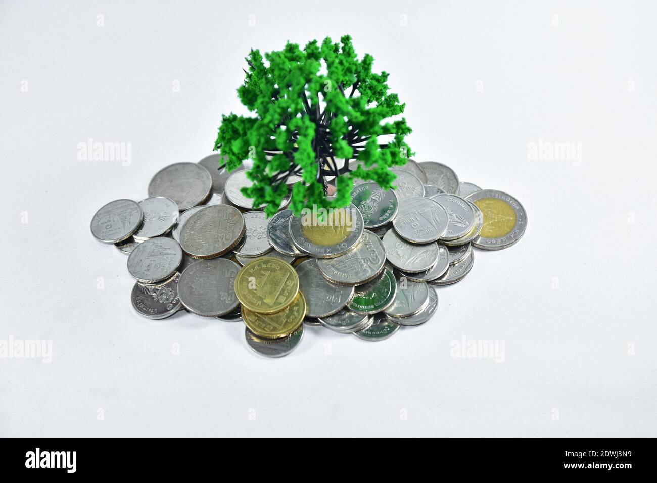 Money Coins stack on white background Stock Photo - Alamy