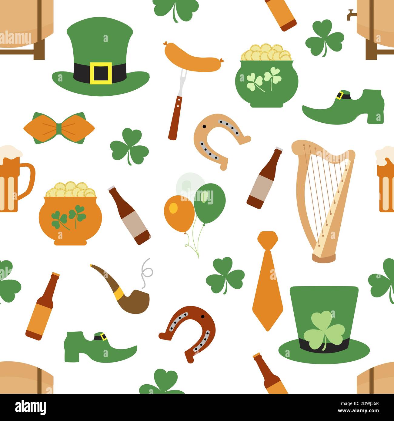 Irish Vector seamless pattern Happy St. Patrick's Day illustration ...