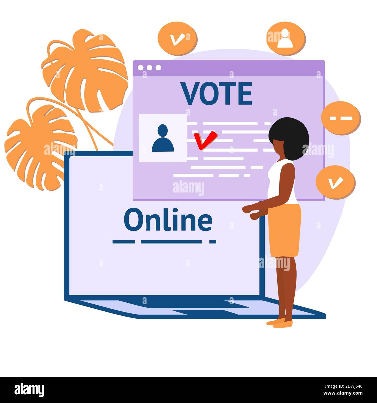 Vector illustration People vote online for candidate on laptop Election ...