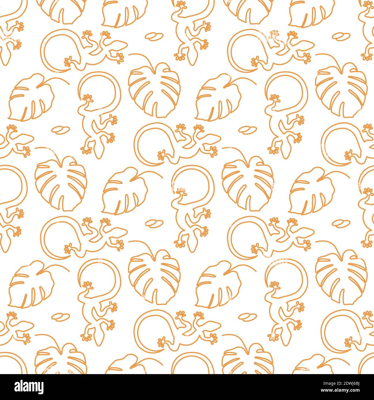 Vector Tropical seamless pattern Illustration Monstera leaves, lizard ...