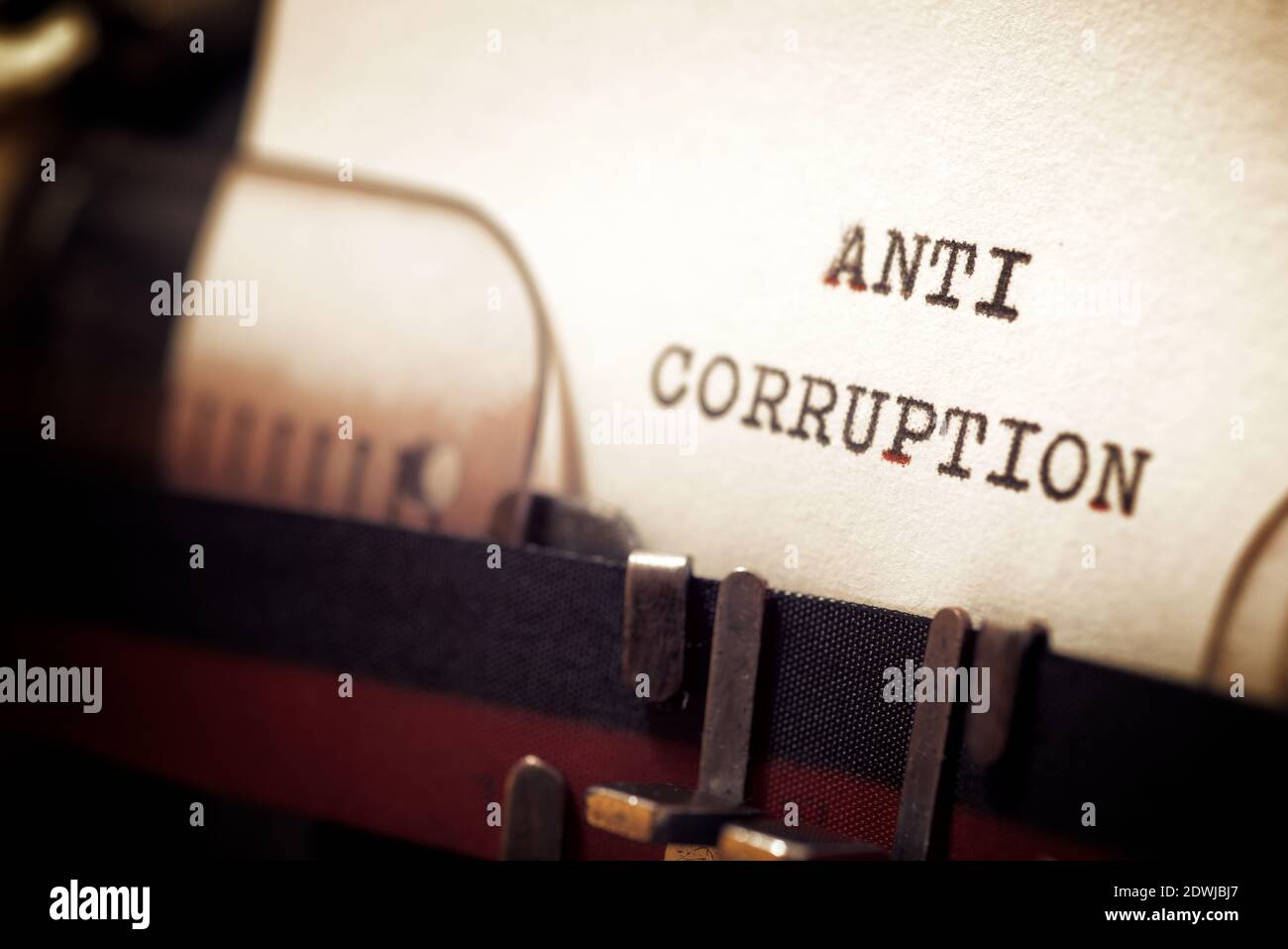 Anti corruption phrase written with a typewriter Stock Photo - Alamy