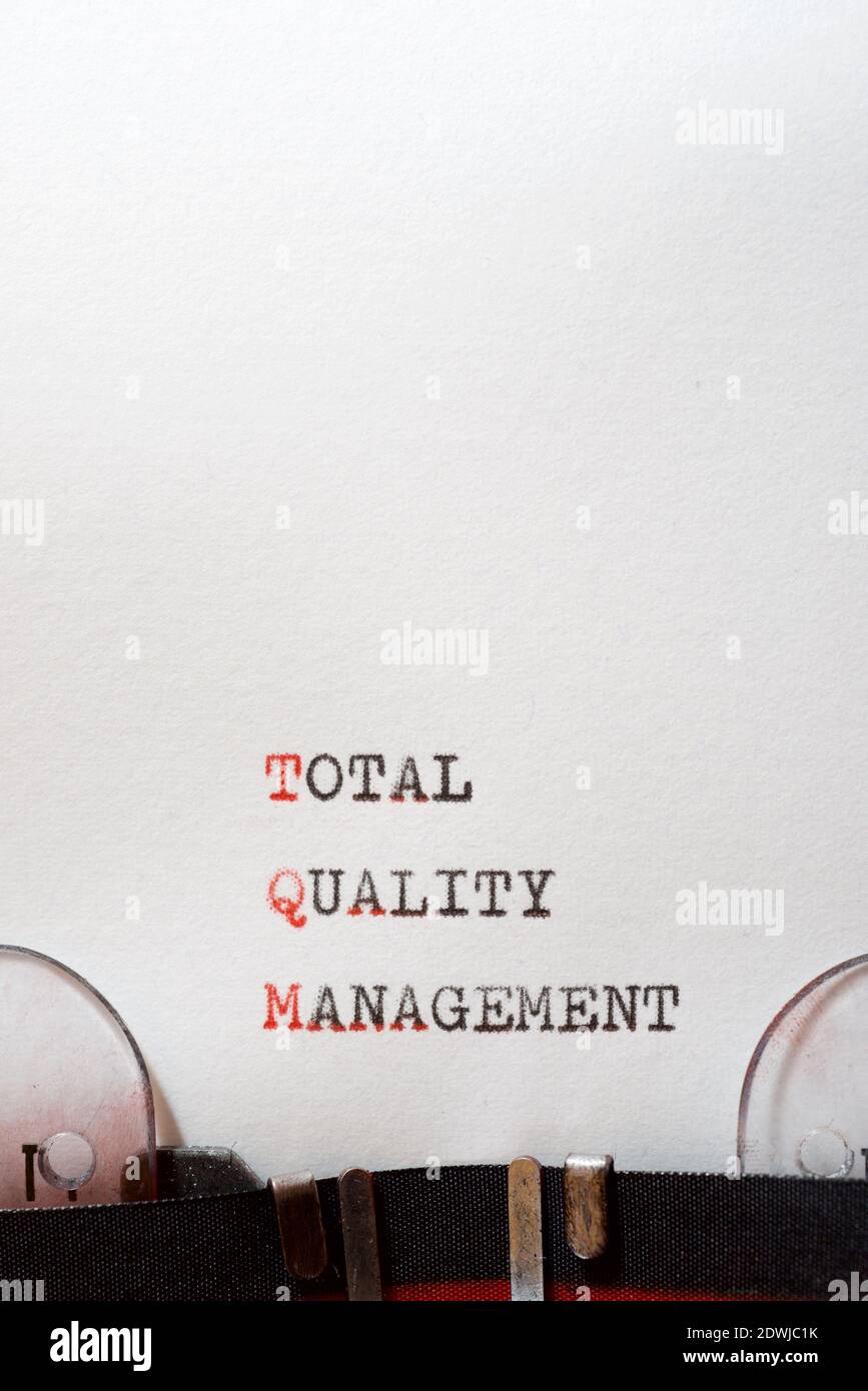 Total quality management phrase written with a typewriter Stock Photo ...