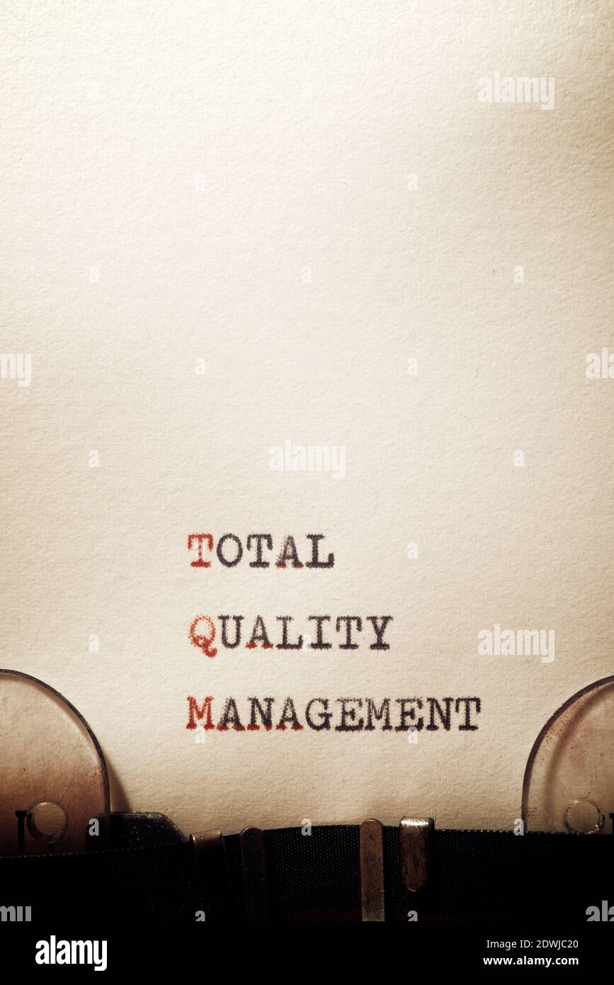 Total quality management phrase written with a typewriter Stock Photo ...