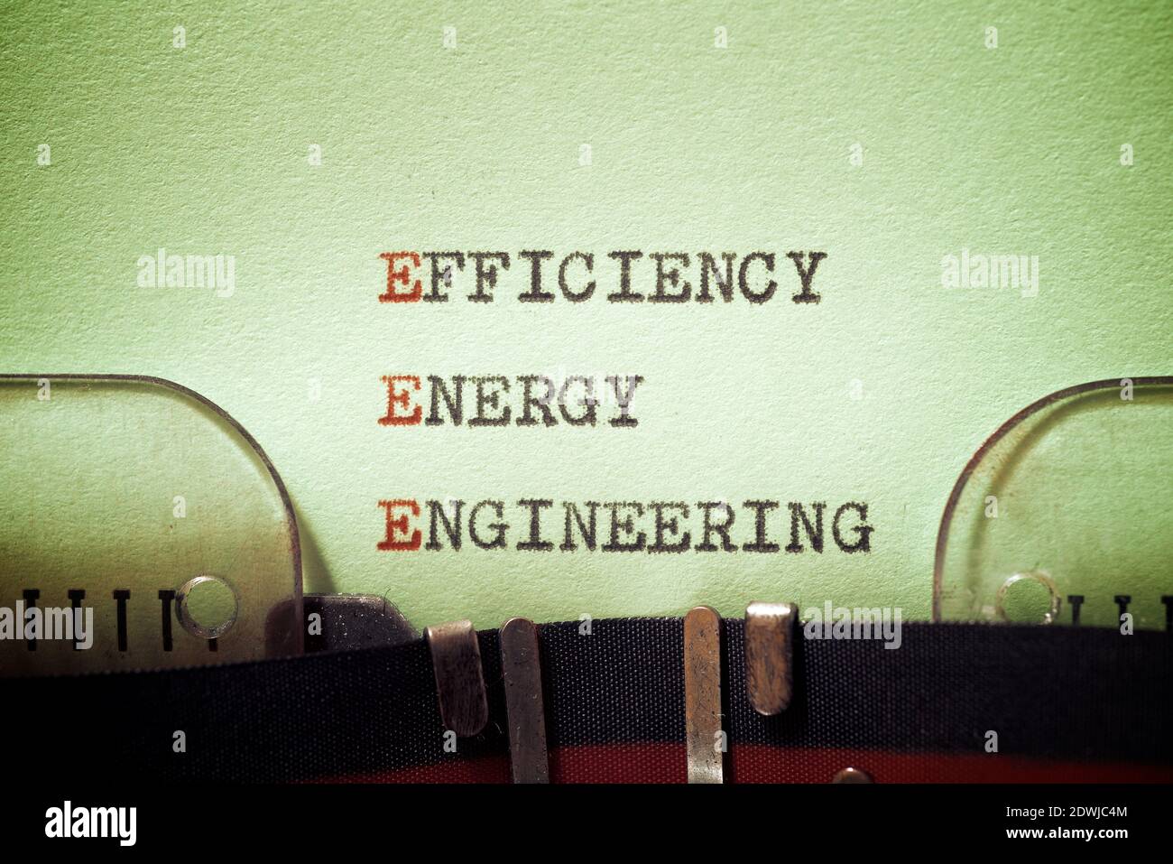 Efficiency energy engineering phrase written with a typewriter Stock ...