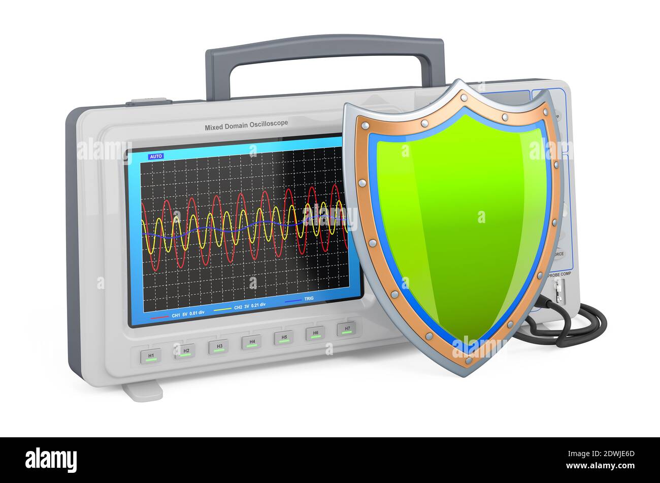 Oscilloscope with shield, 3D rendering isolated on white background ...