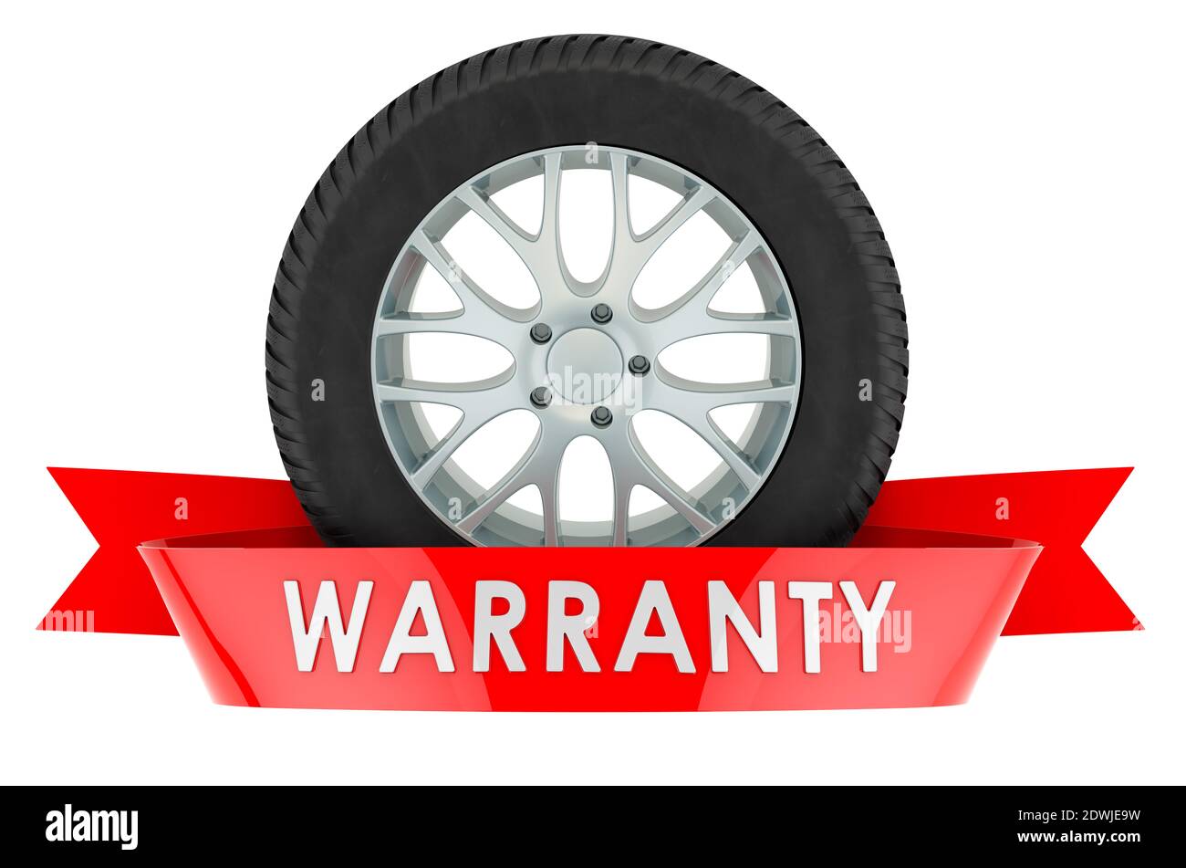 Car wheel warranty service concept. 3D rendering isolated on white ...