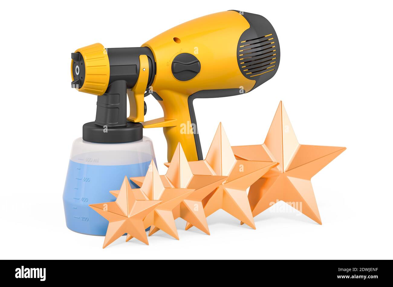 Customer rating of painting spray gun, concept. 3D rendering isolated ...