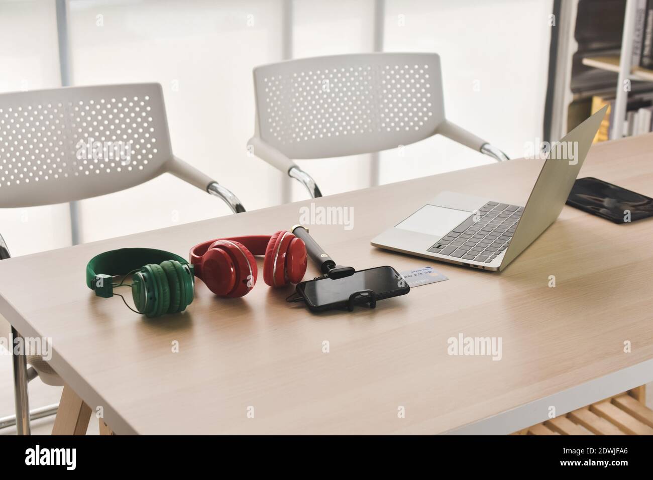 Laptop Computer Notebook on desk in office internet technology work ...