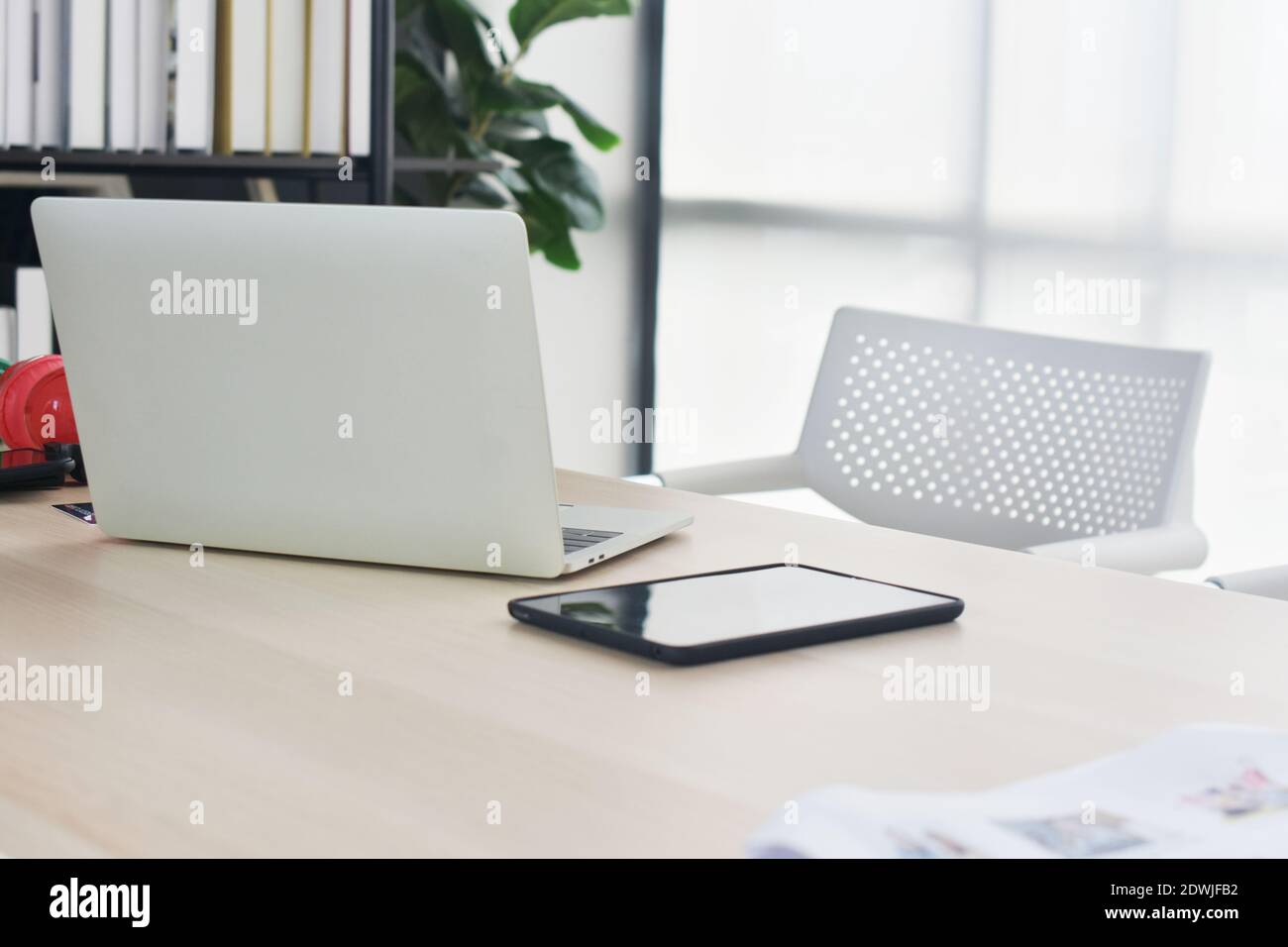 Laptop Computer Notebook on desk in office internet technology work ...