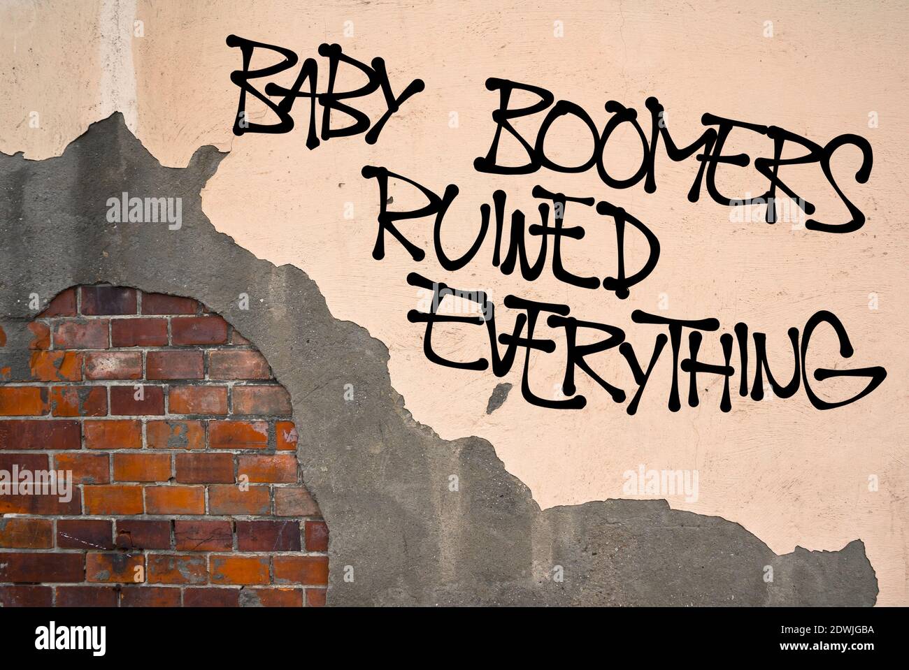 Baby Boomers Ruined Everything - handwritten graffiti sprayed on the ...