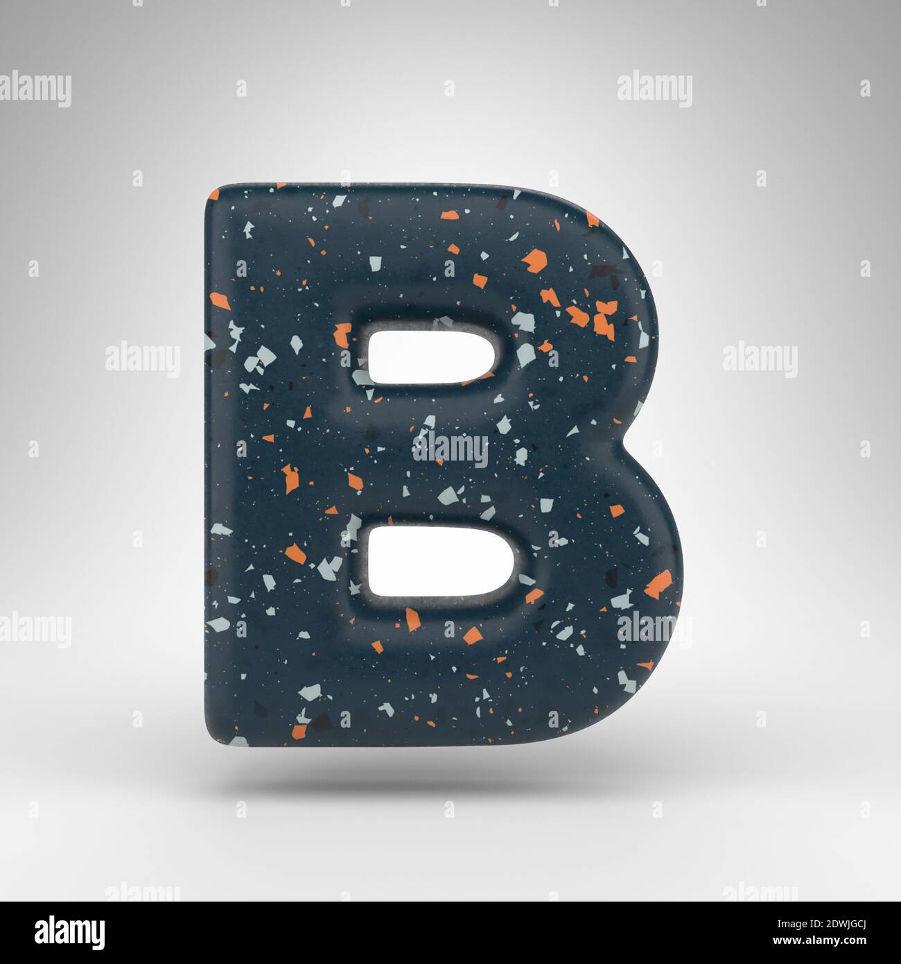 Letter B uppercase on white background. 3D rendered font with blue ...