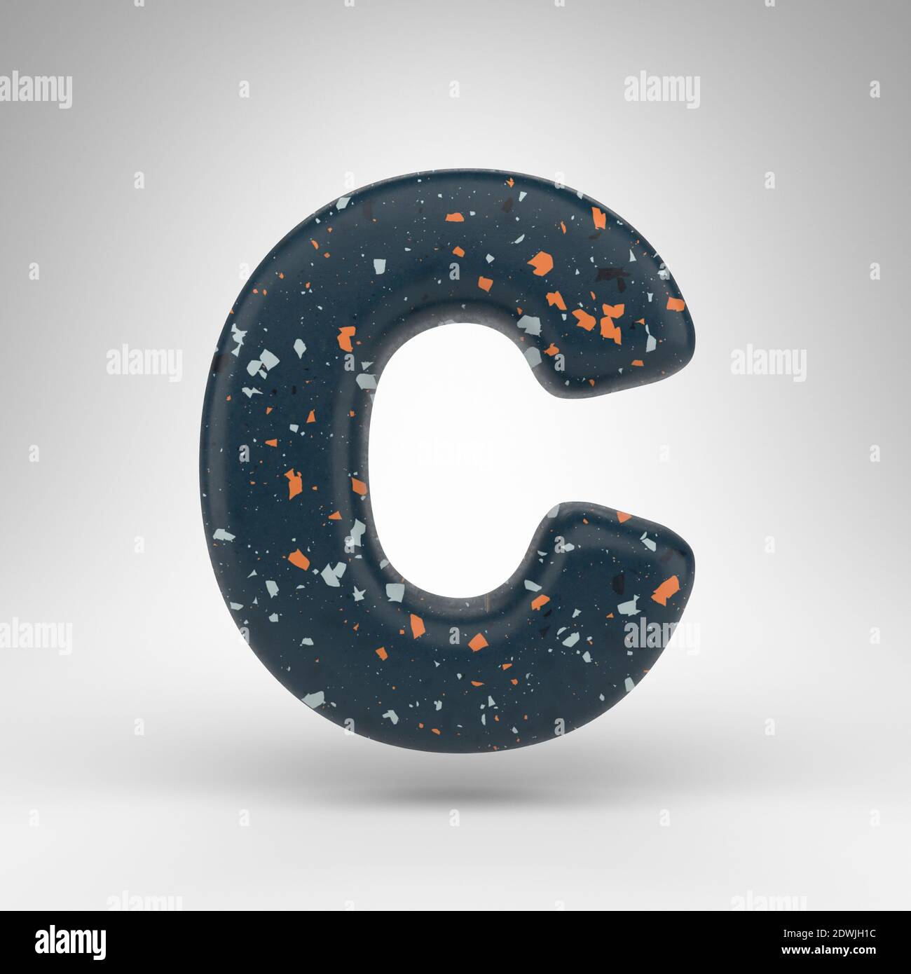 Letter C uppercase on white background. 3D rendered font with blue ...