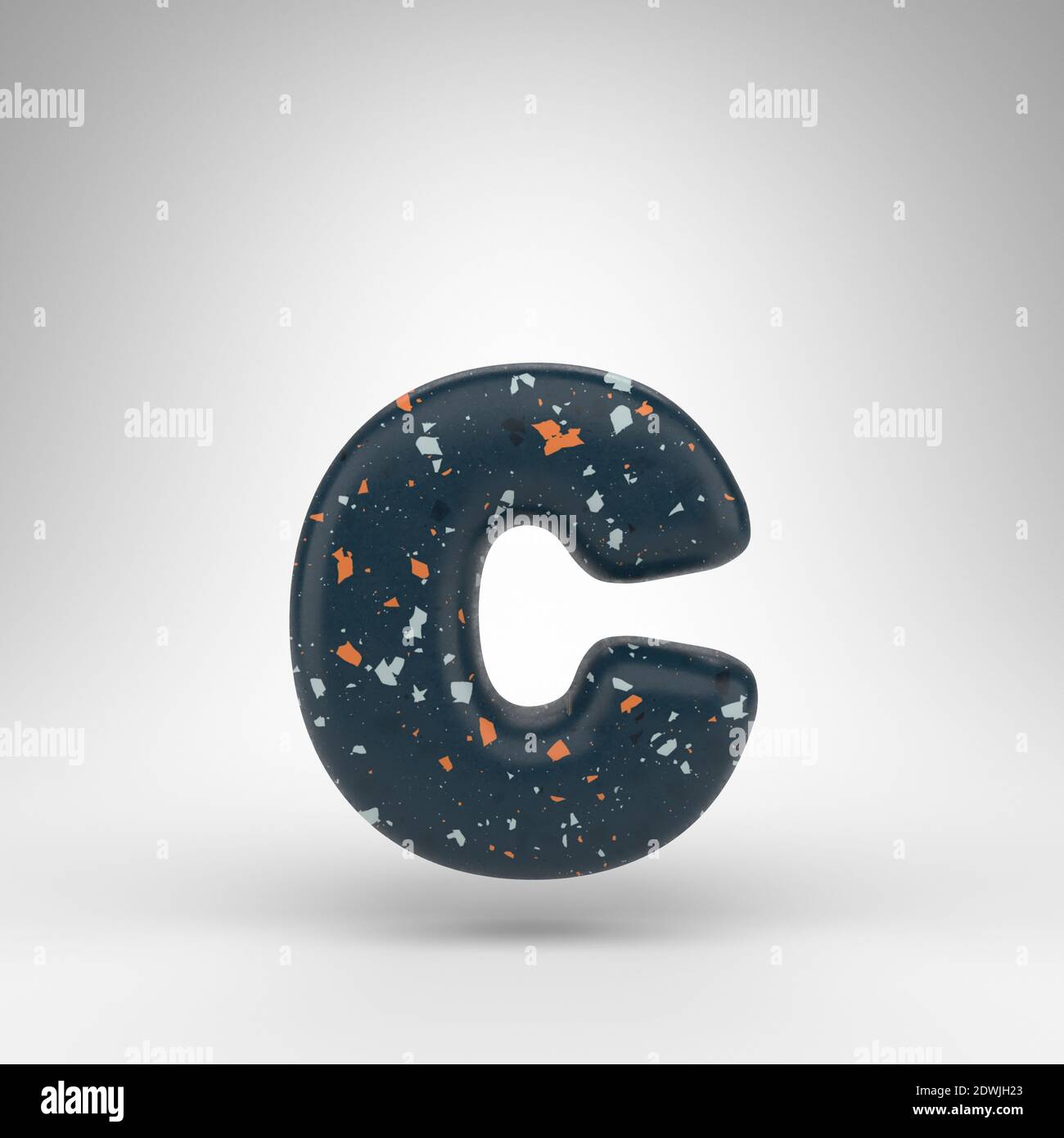 Letter C lowercase on white background. 3D rendered font with blue ...