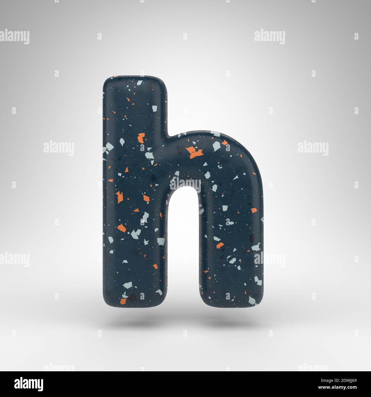 Letter H lowercase on white background. 3D rendered font with blue ...