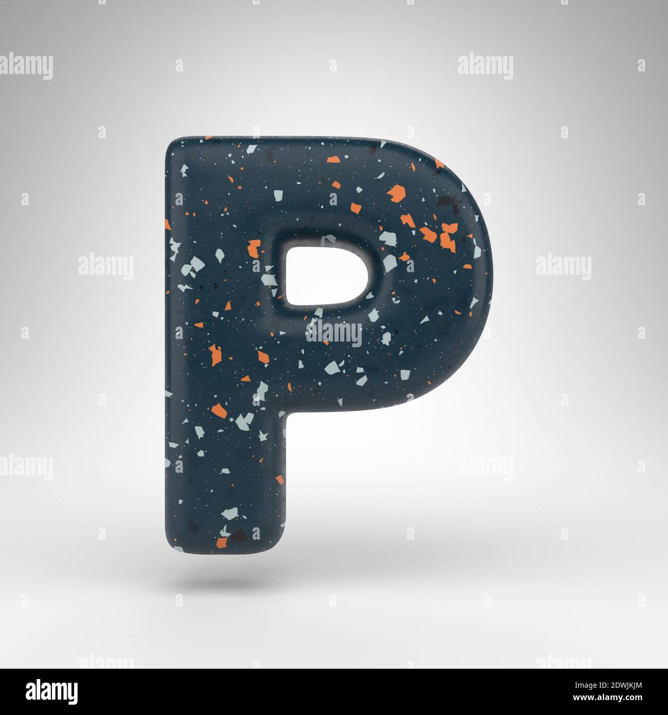 Letter P uppercase on white background. 3D rendered font with blue ...