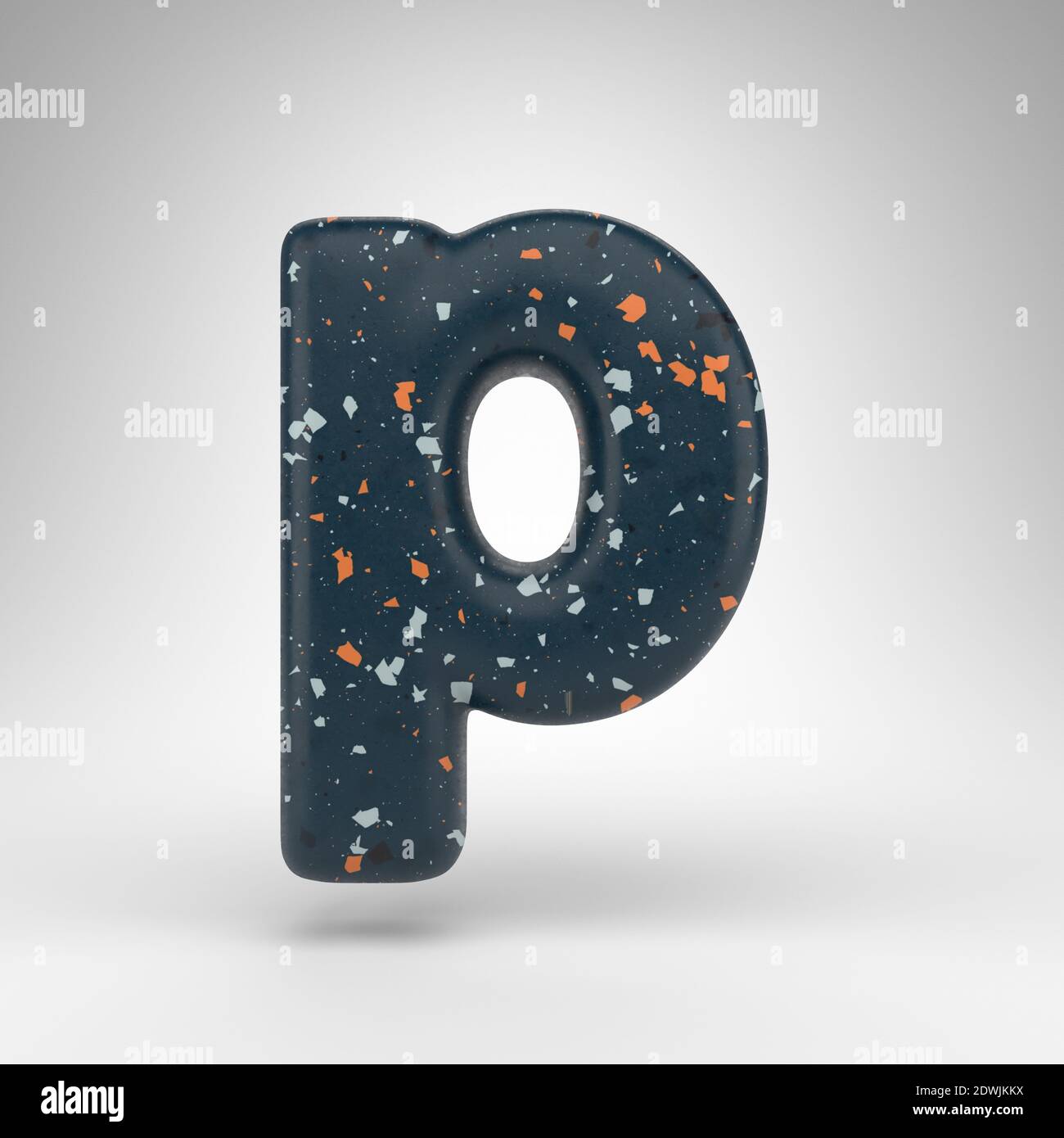Letter P lowercase on white background. 3D rendered font with blue ...