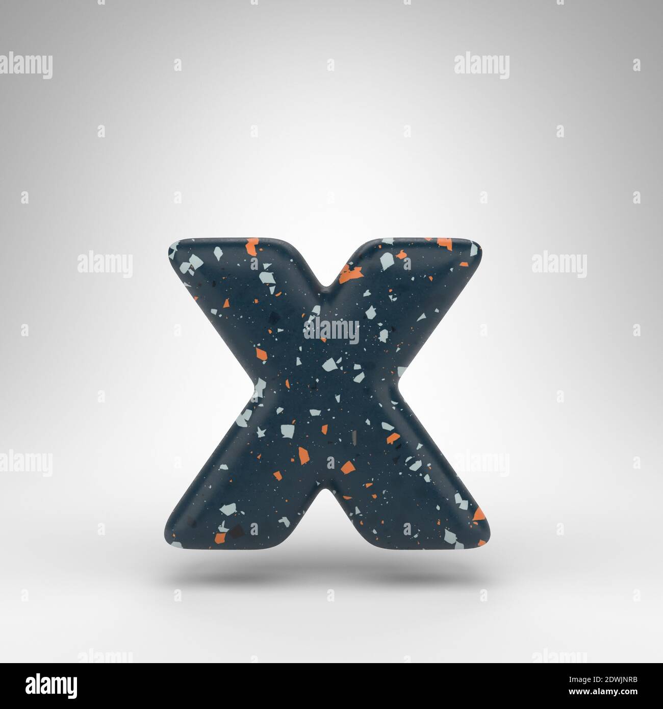 Letter X lowercase on white background. 3D rendered font with blue ...