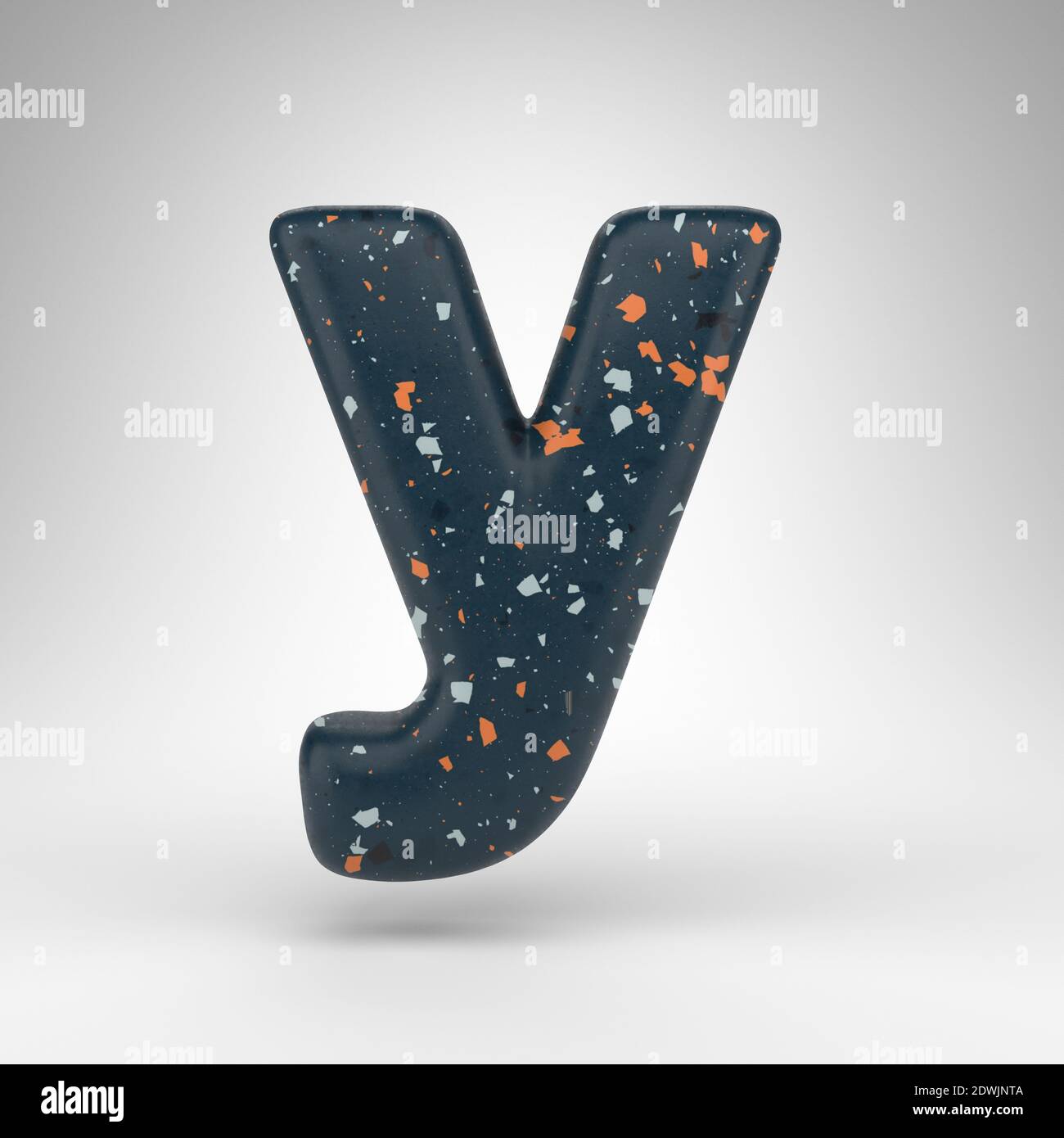 Letter Y lowercase on white background. 3D rendered font with blue ...