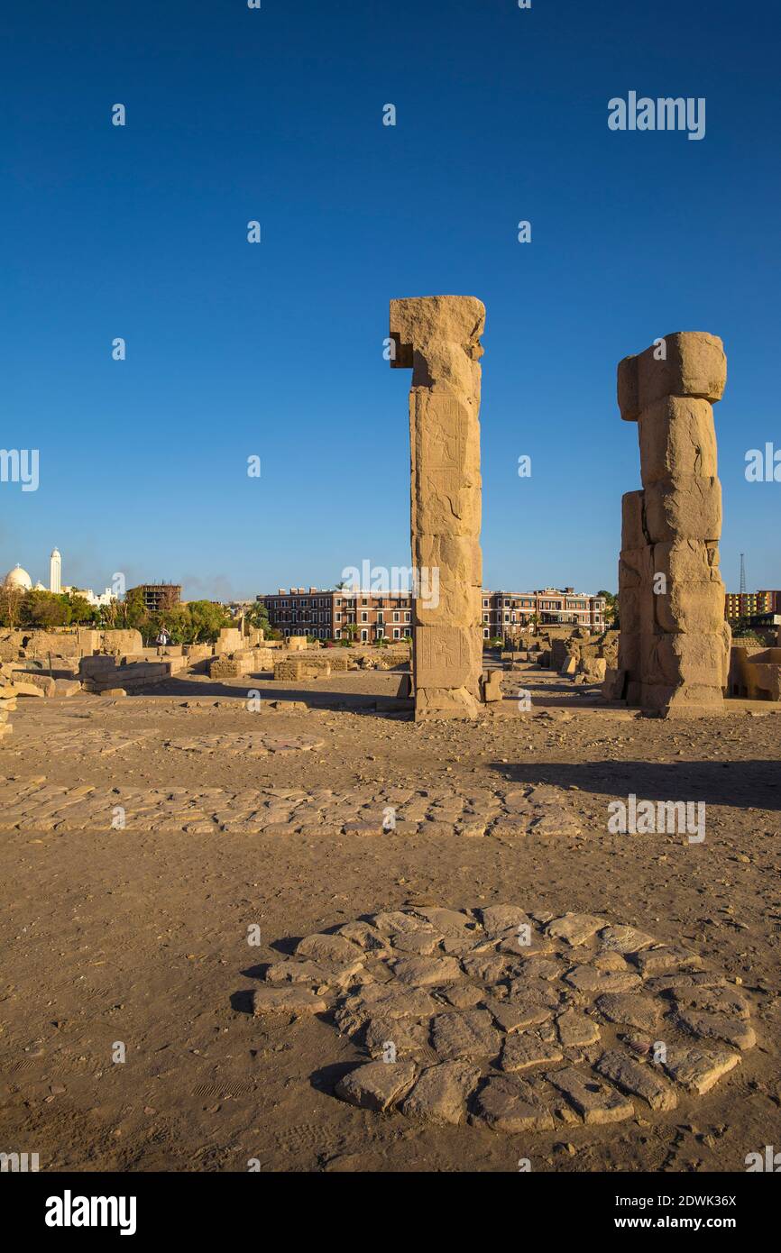 Egypt, Upper Egypt, Aswan, Khnum ruins on Elephantine Island, Cataract ...
