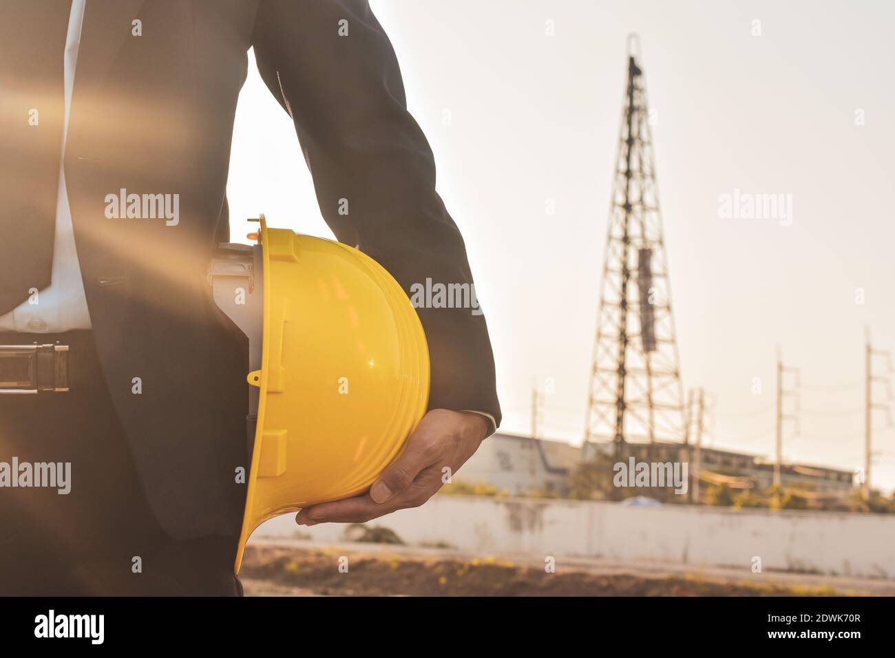 Construction Worker Holding Hard Hat High Resolution Stock Photography ...
