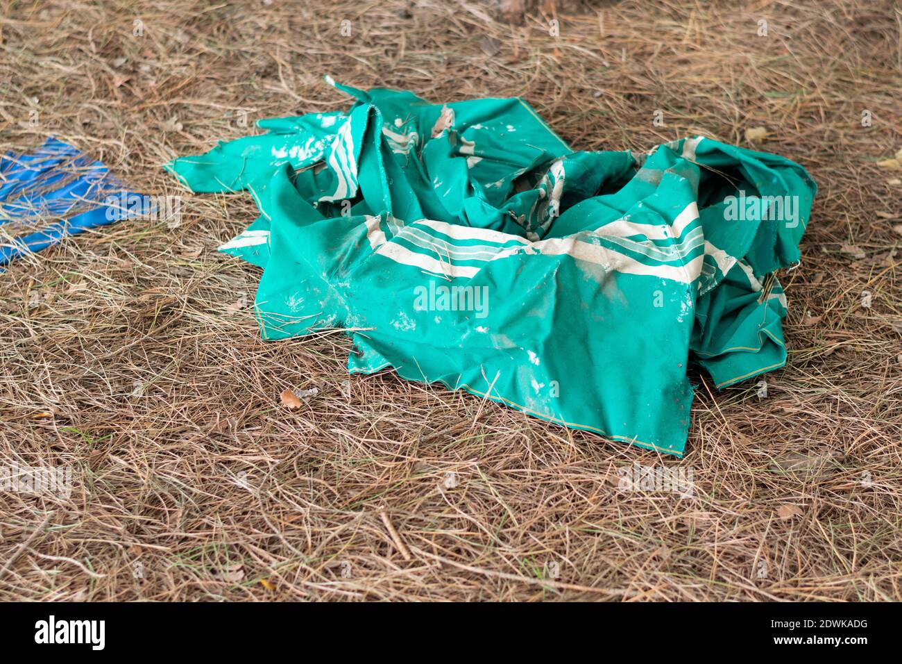 Trash thrown away in nature, environmental problems. Nature disaster ...