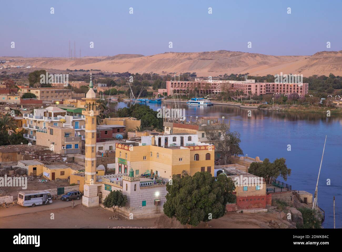 Egypt, Upper Egypt, Aswan, View towards Sheikh Saleh al-Jaafari mosque ...