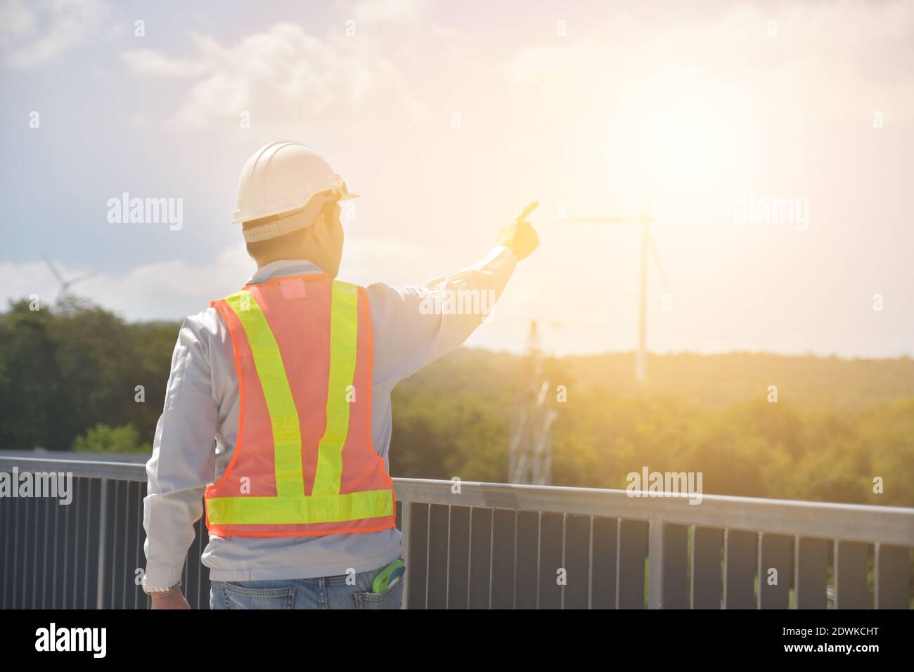 Engineering Standing looking on sky mountain success concept Stock ...