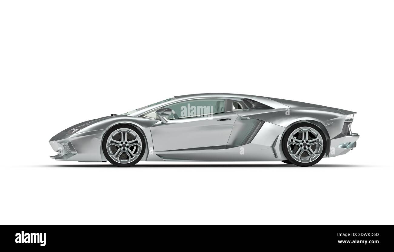 supercar titanium color on a white background. motor sport concept. 3d ...