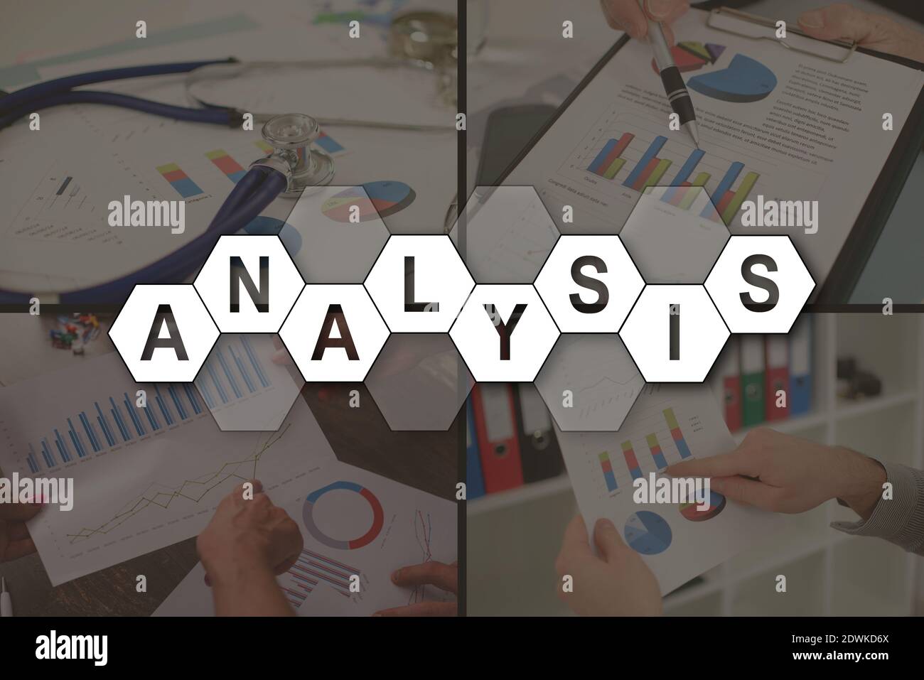 Analysis concept illustrated by pictures on background Stock Photo - Alamy