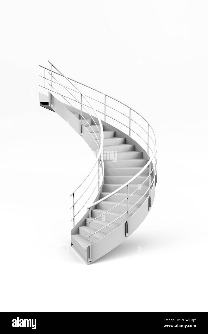 A spiral staircase mockup isolated on a white background - 3D render ...