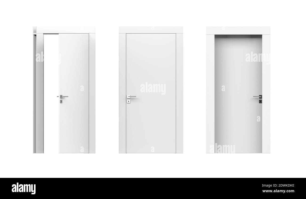 Modern door mockup isolated on white background - 3d render Stock Photo ...
