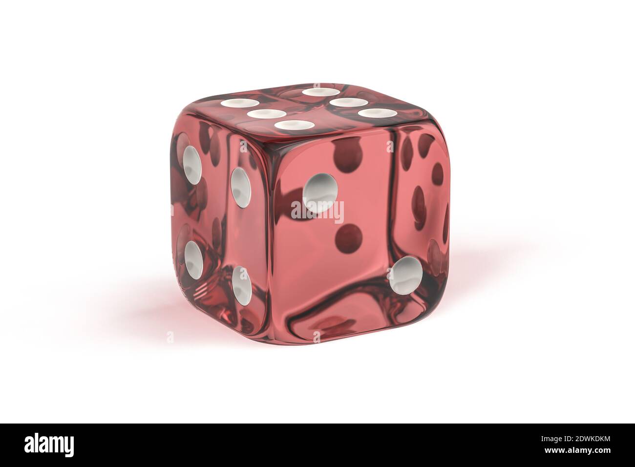Pink transparent dice isolated on white background - 3d render Stock ...